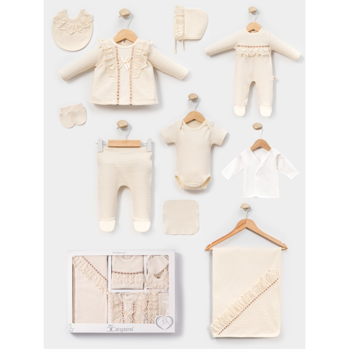 ARA DANTTELLİ KIZ BEBE 10 LU ZIBIN SET 3036